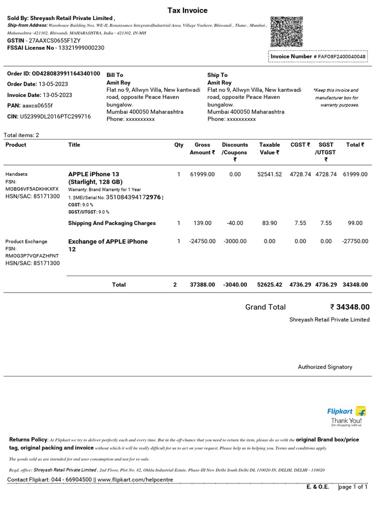 Iphone 14 Invoice | PDF