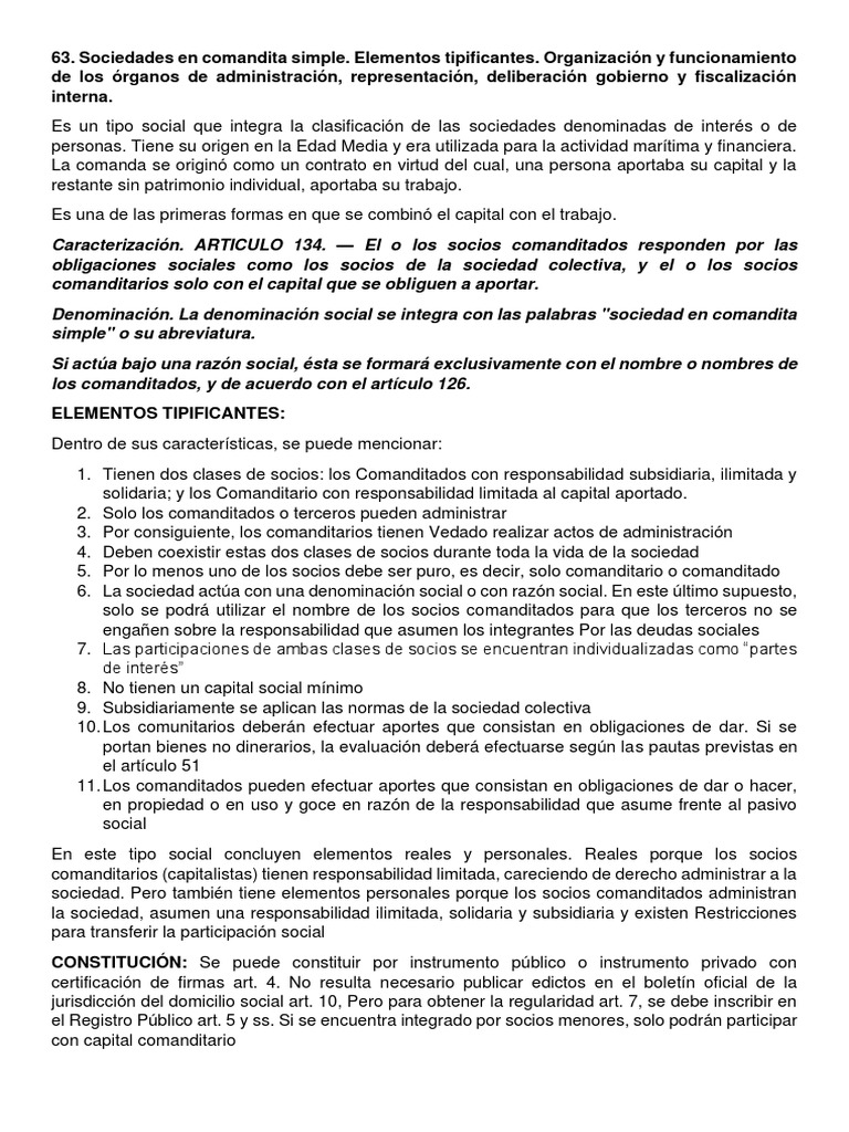 Sociedades en Comandita Simple | PDF | Sociedad General | Sociedad