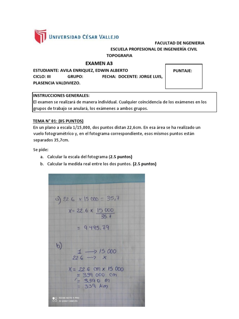 Examen A3 - 2023-1 | PDF | Science | Ingeniería