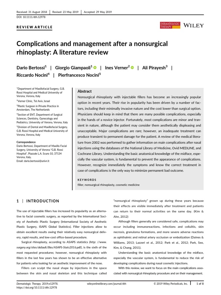 Complications And Management After A Nonsurgical Rhinoplasty A