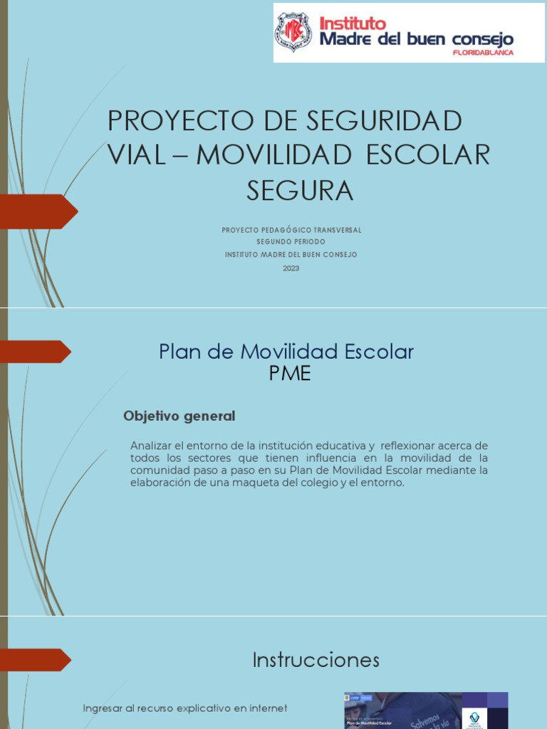Proyecto Pedagogico Transversal De Seguridad Vial Movilidad Escolar