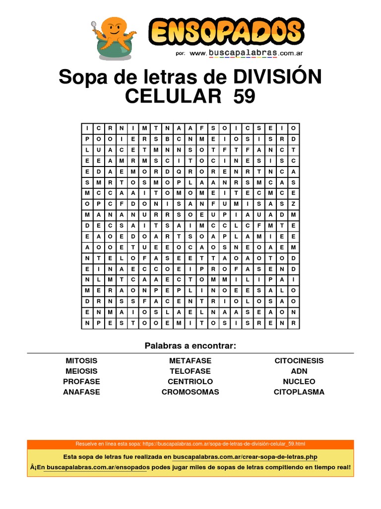 Sopa de Letras de División Celular - 59 | PDF