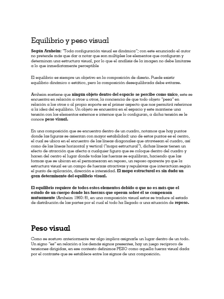 Equilibrio y Peso Visual | PDF | Fuerza | Sicología