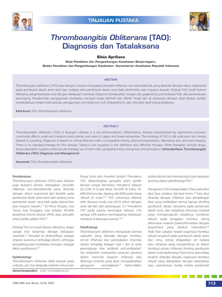 Thromboangitis Obliterans Tao Diagnosis d977590b | PDF
