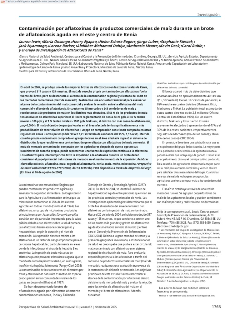 2 Aflatoxin Contamination of Commercial Maize Products During Outbreak ...