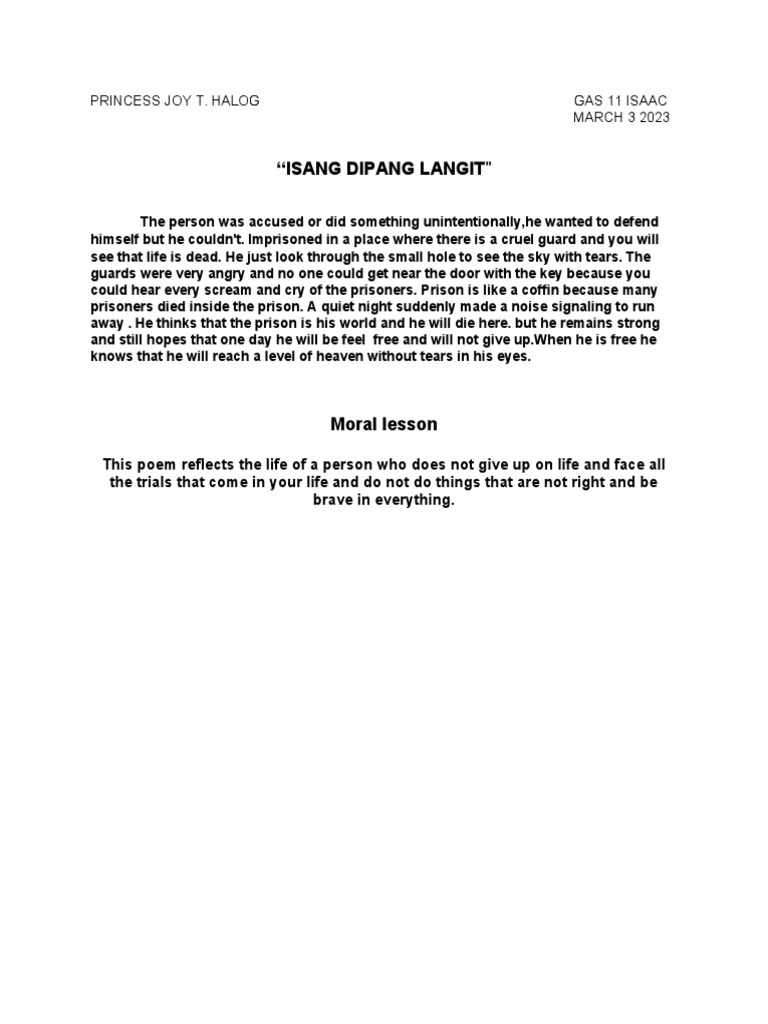 "Isang Dipang Langit: A Poetic Reflection" | PDF