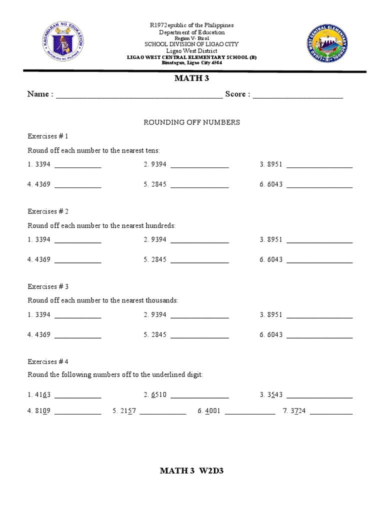 MATH worksheets | PDF