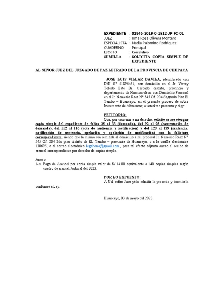 Solicitud de Copia Simple | PDF