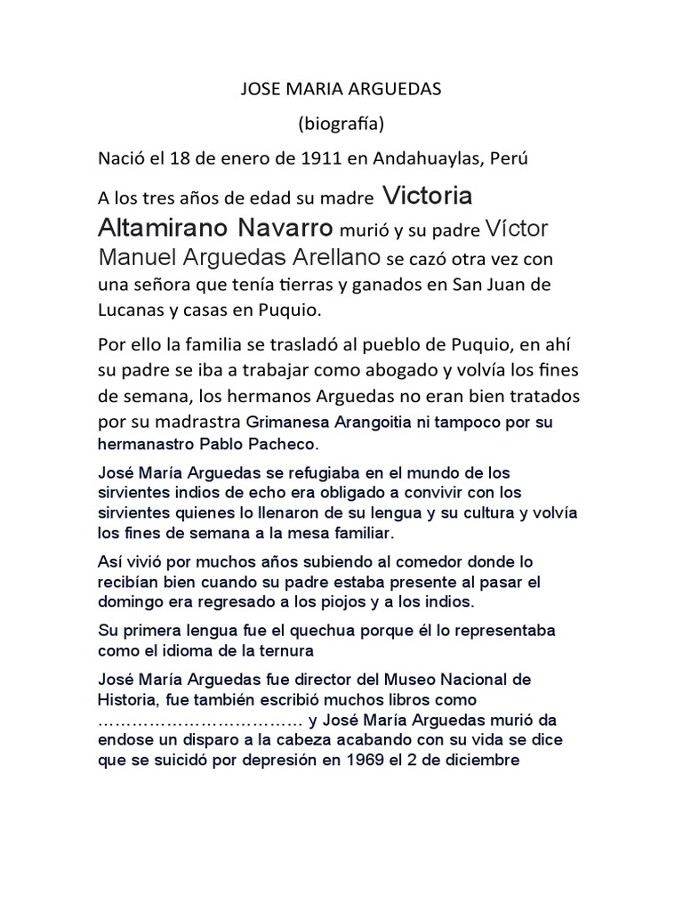 Biografía de José María Arguedas | PDF | Clásicos