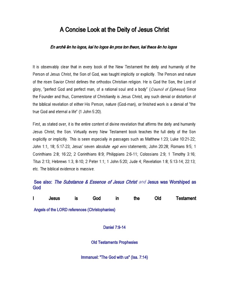 A Concise Look at The Deity of Jesus Christ | PDF | God The Father ...