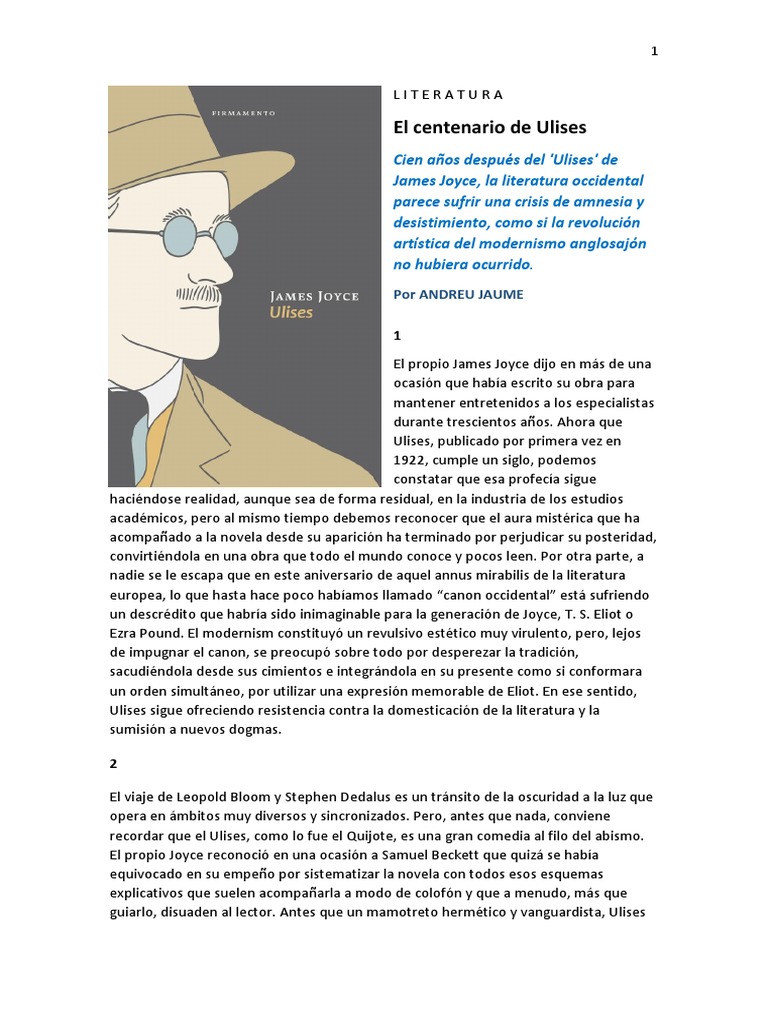 2022 (El Centenario de Ulises) André Jaume - 02 | PDF | James Joyce ...