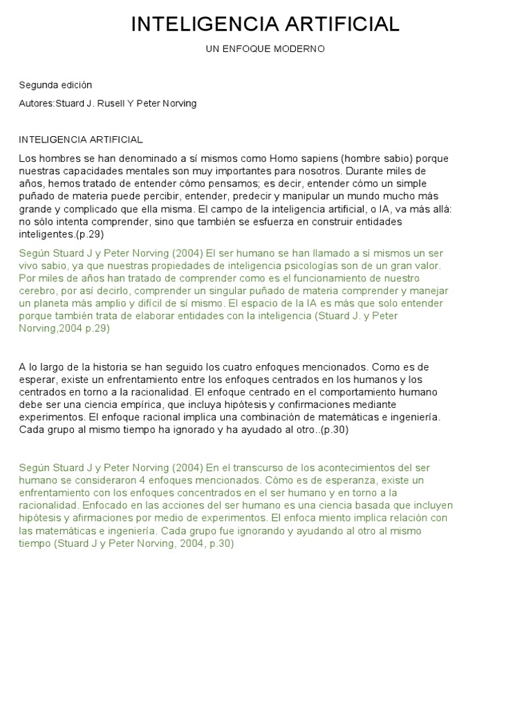 INTELIGENCIA ARTIFICIAL-Parafraseado | PDF | Inteligencia artificial | Inteligencia (IA) y semántica