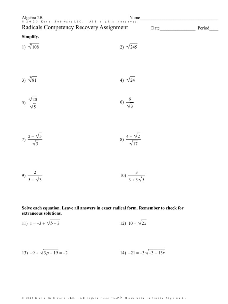 Radicals Competency Assignment | PDF | Mathematics | Mathematical Concepts