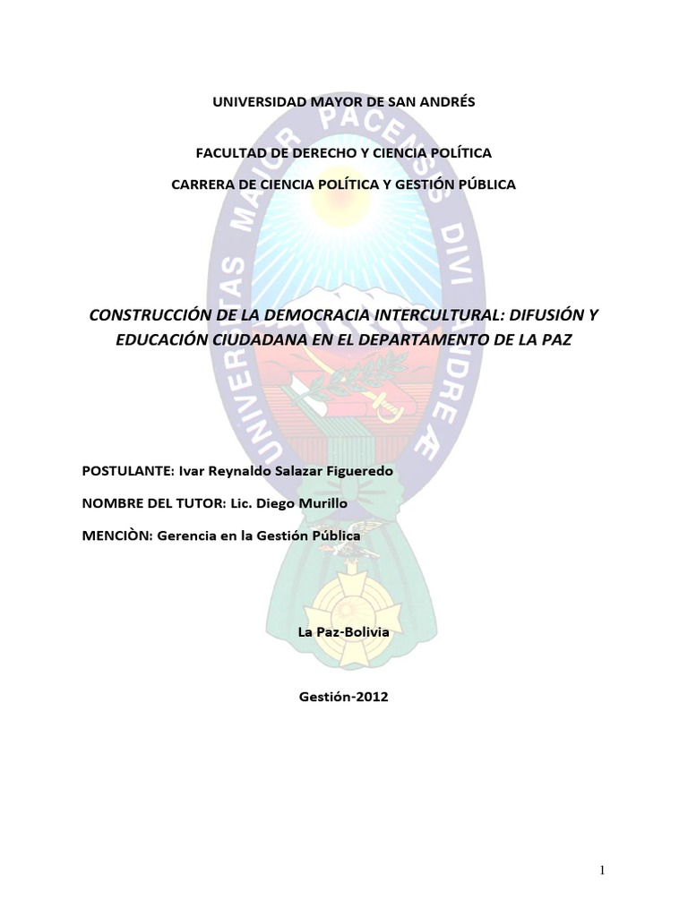 tesis umsa democracia | PDF | Democracia | Ideologías políticas