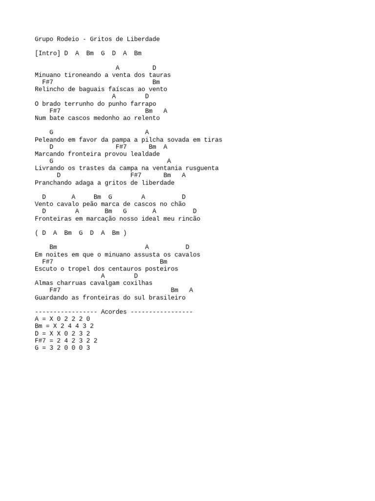 Grupo Rodeio - Gritos de Liberdade | PDF