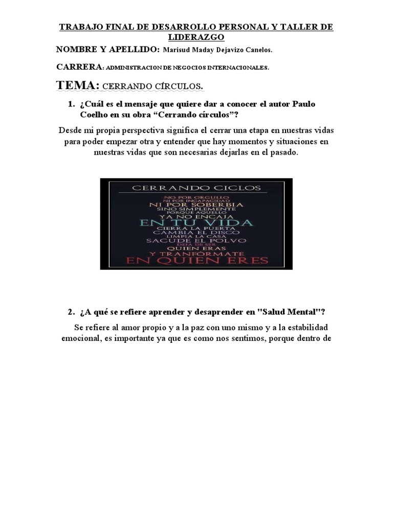 Cerrando Círculos: Lecciones de Vida | PDF | Estilo de vida