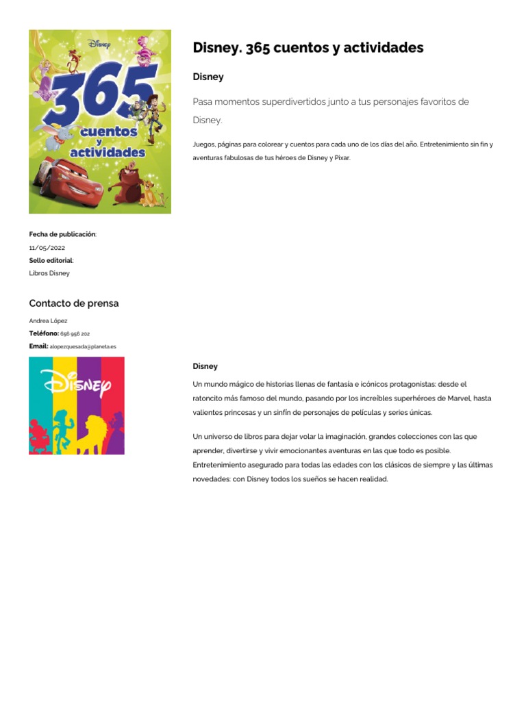 Disney 365 Cuentos y Actividades | PDF