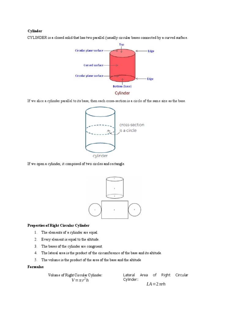 CYLINDER | PDF | Area | Volume