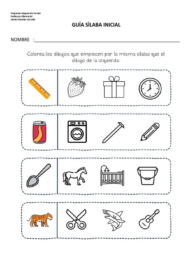 GUIA SILABA INICIAL KINDER n2 | PDF