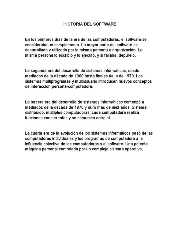 HISTORIA DEL SOFTWARE | PDF | Software | Informática