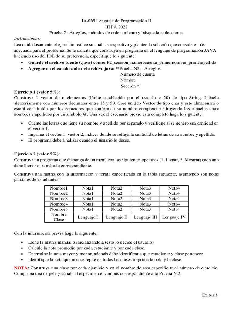 Examen 2 | PDF | Lenguaje de programación | Java (lenguaje de programación)