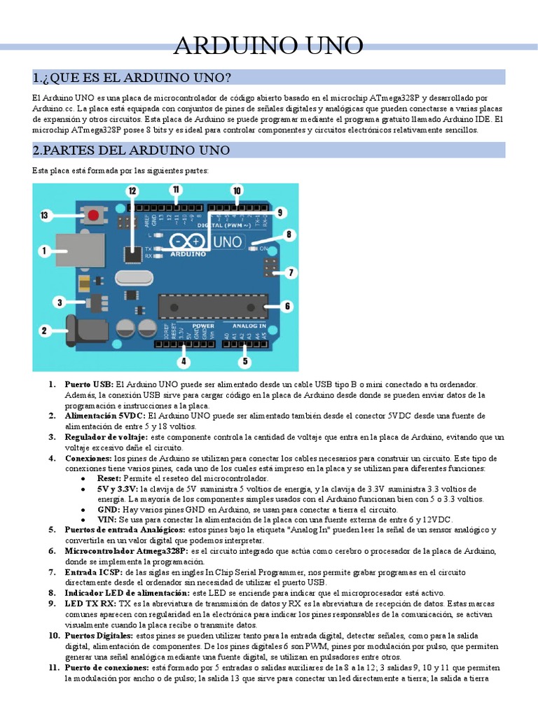 Placa de Desarrollo Arduino UNO | PDF | Arduino | Electrónica