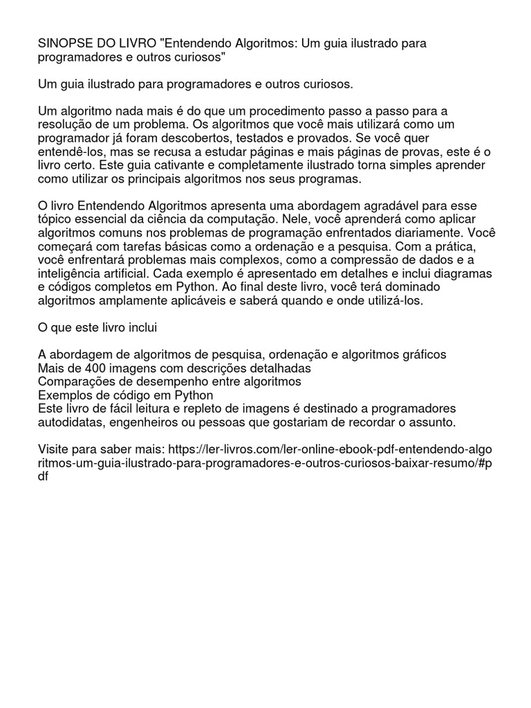 Entendendo Algoritmos - Um Guia Ilustrado para Programadores e Outros ...