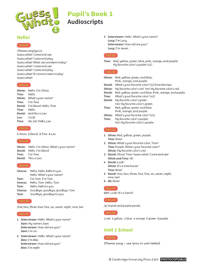 Guess What_1_AE_PB Audioscripts | PDF