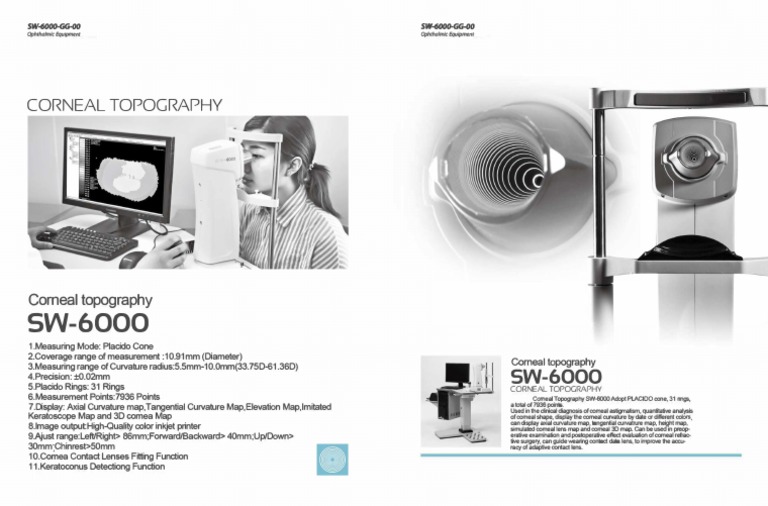 Corneal Topography SW-6000 Specs | PDF | Electromagnetic Radiation | Lenses