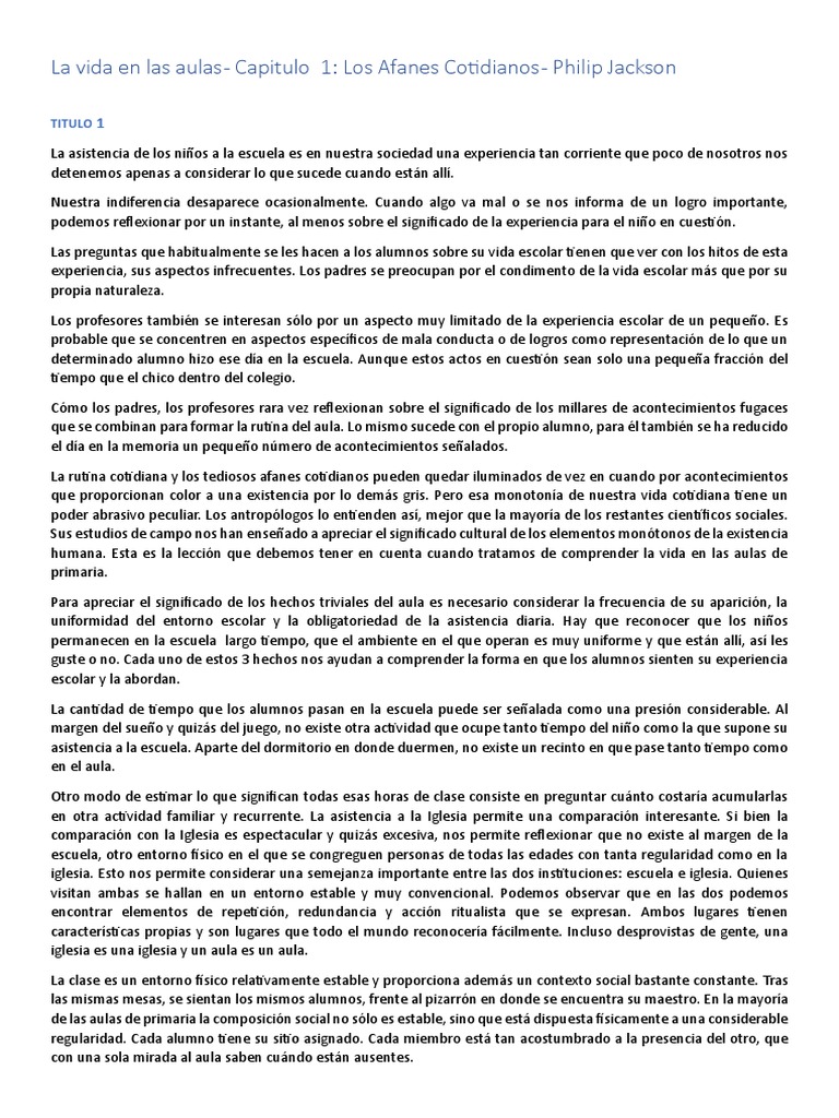 Los Afanes Cotidianos de Jackson | PDF | Evaluación | Plan de estudios