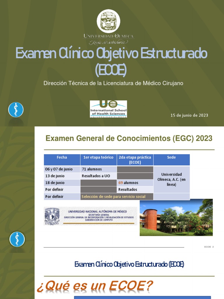 EGC ECOE UNAM junio 2023 | PDF | Examen físico | Clínica