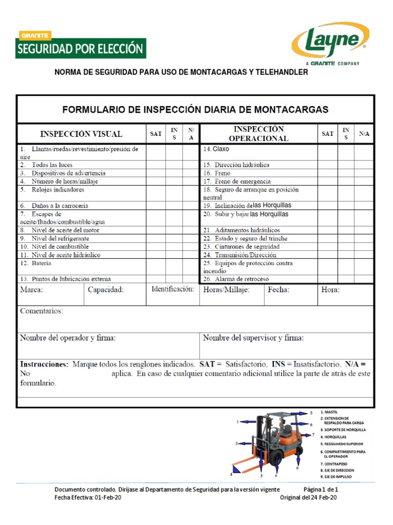 Inspección Diaria de Montacargas y Telehandler | PDF Inspección Diaria de Montacargas y Telehandler | PDF
