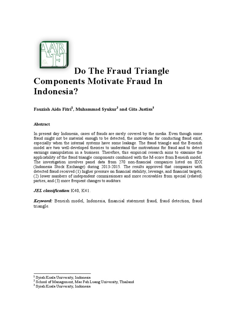 Do The Fraud Triangle Components Motivate Fraud In Indonesia_ | PDF ...
