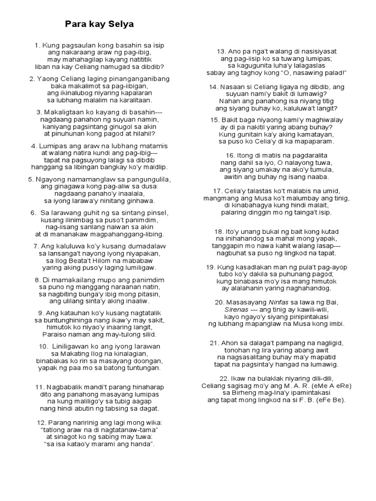 Para Kay Selya | PDF