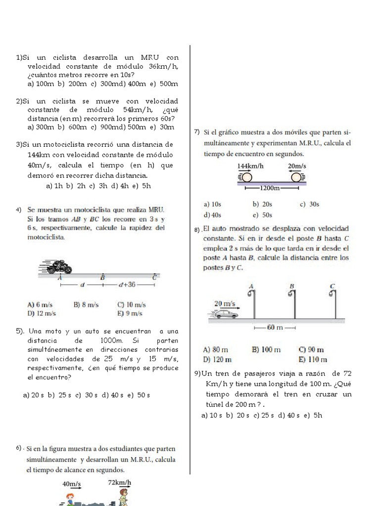 Cinematica 2 MRU Ejercicios en Clase | PDF | Informática