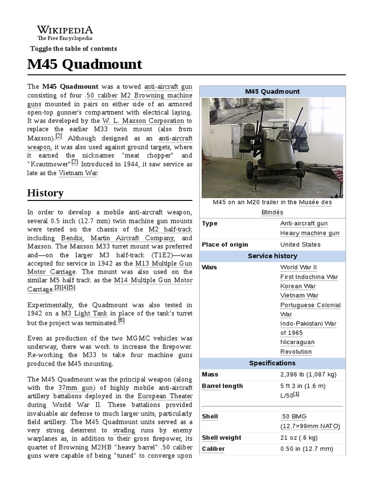 M45 Quadmount | PDF | Projectile Weapons | Military Forces
