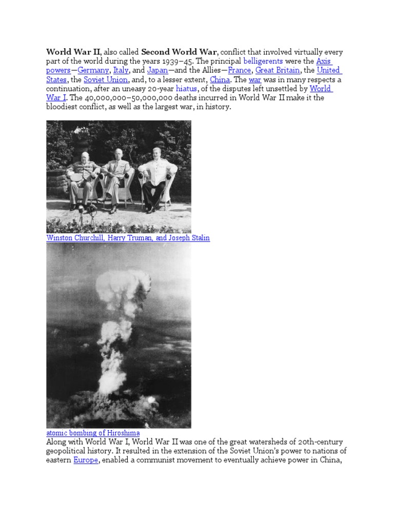 Overview of World War II Events | PDF | History