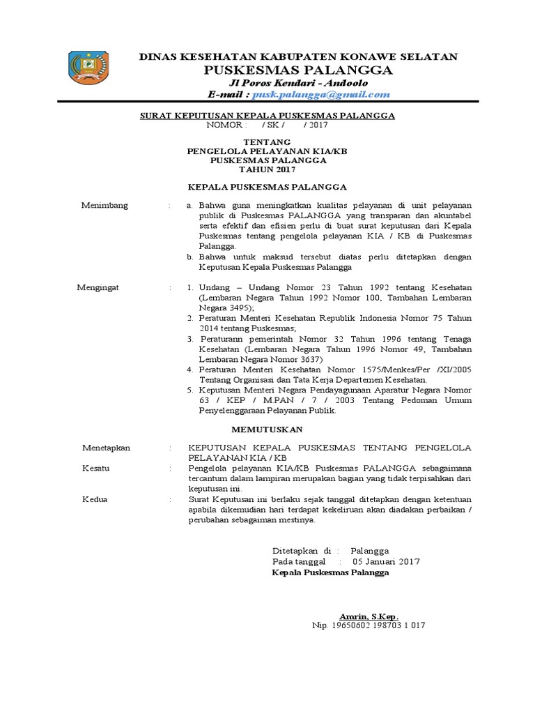 06 SK pelayanan KIA KB | PDF