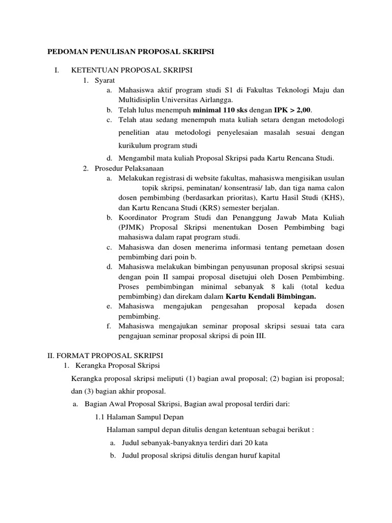 Pedoman Proposal Skripsi S1 FTMM | PDF