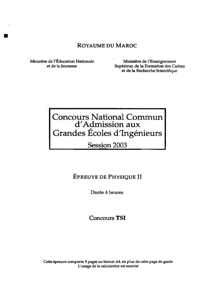 CNC 2003 Physique-2 TSI | PDF