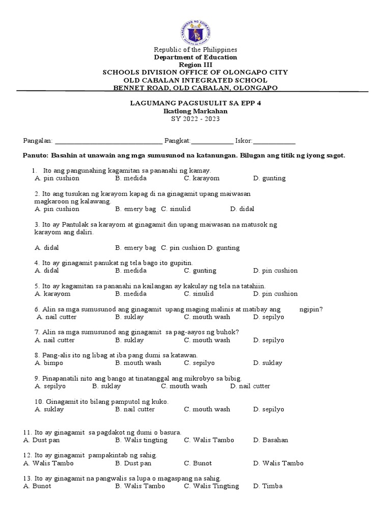 Epp-3rd-Quarter-With-Tos (AutoRecovered) | PDF