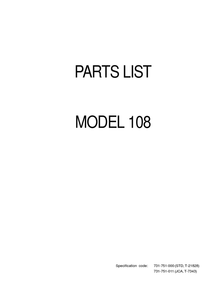 Parts List Janome Model 108 | PDF | Screw | Components
