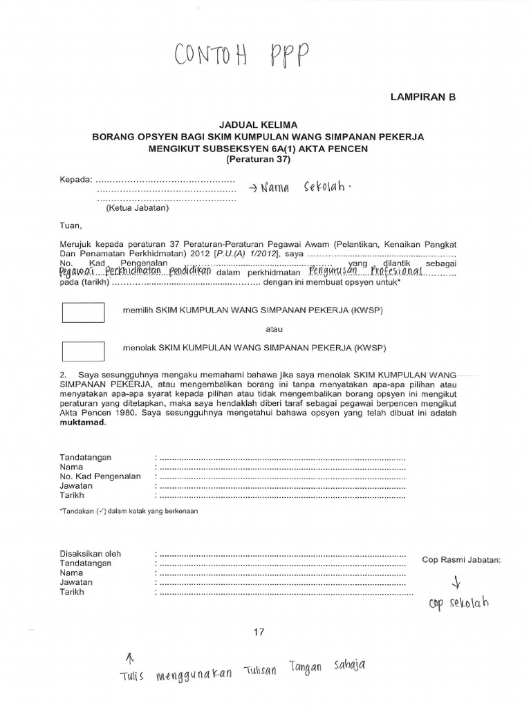 Contoh Jadual Kelima Pdf