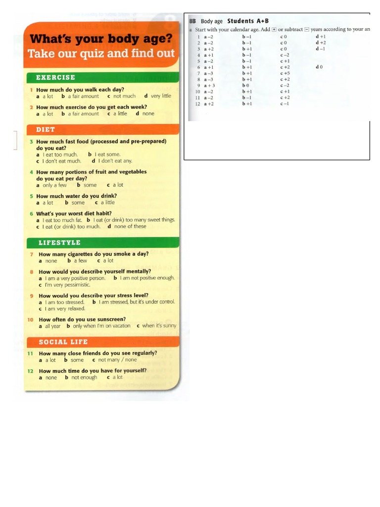What's Your Body Age - Quiz | PDF