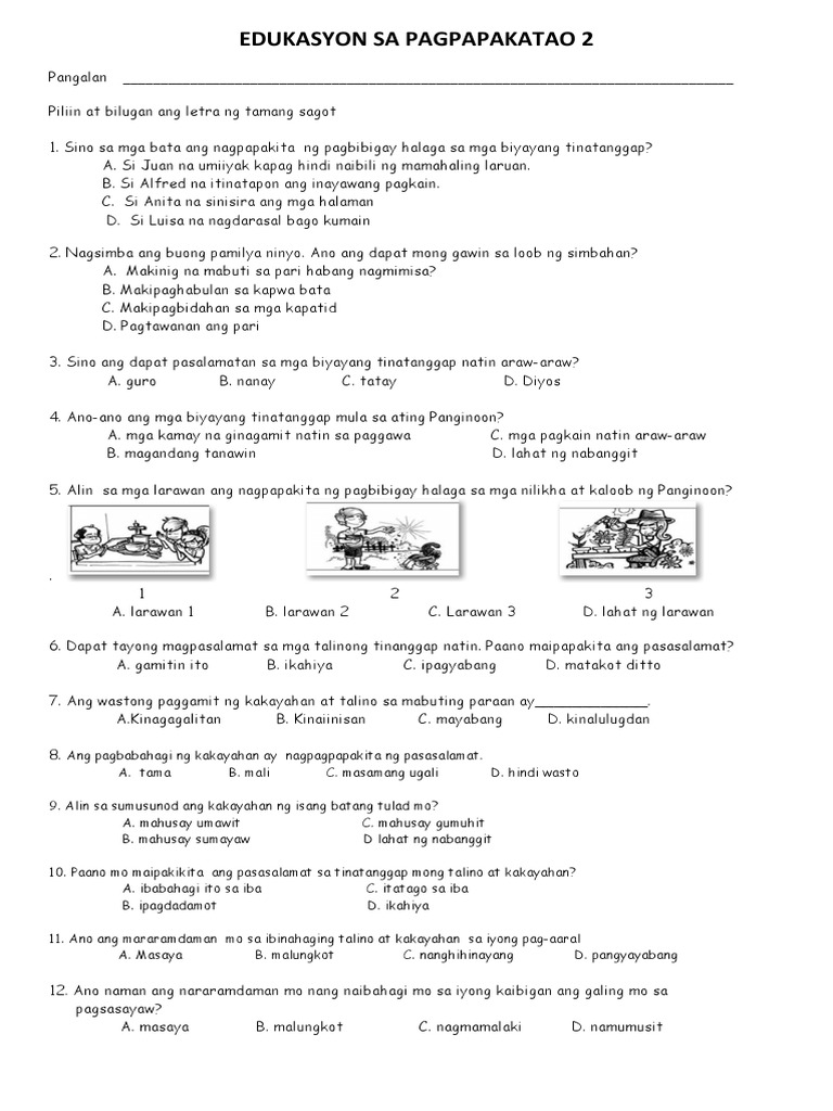 Edukasyon Sa Pagpapakatao 2 | PDF