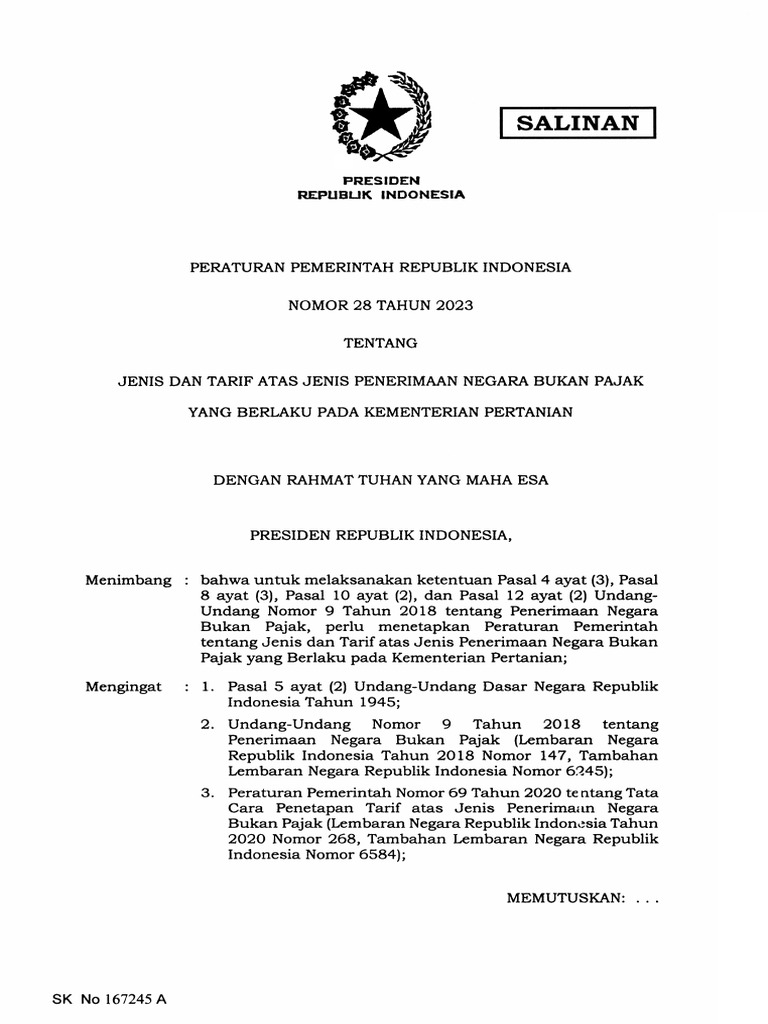 PP Nomor 28 Tahun 2023 | PDF