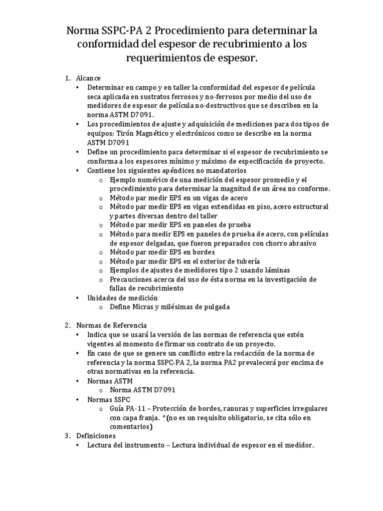 Analisis de La Norma SSPC PA2 | PDF | Calibración | Medición