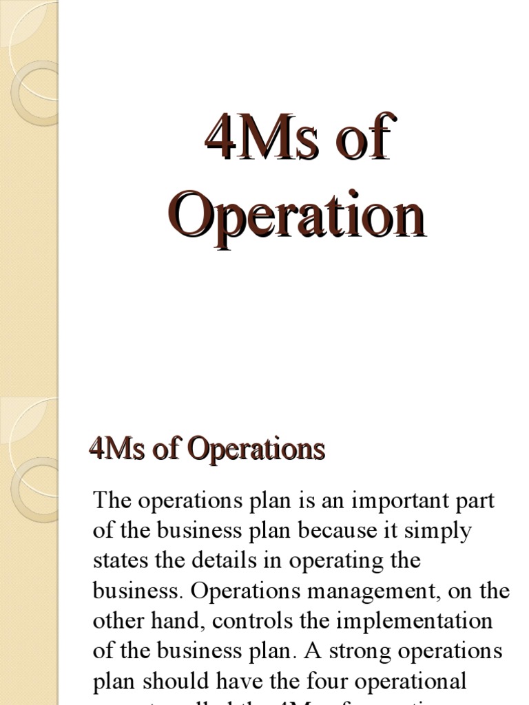 4Ms of Operation | PDF | Logistics | Warehouse