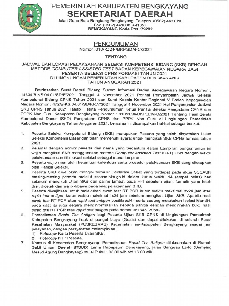 Pengumuman SKB 2021 | PDF