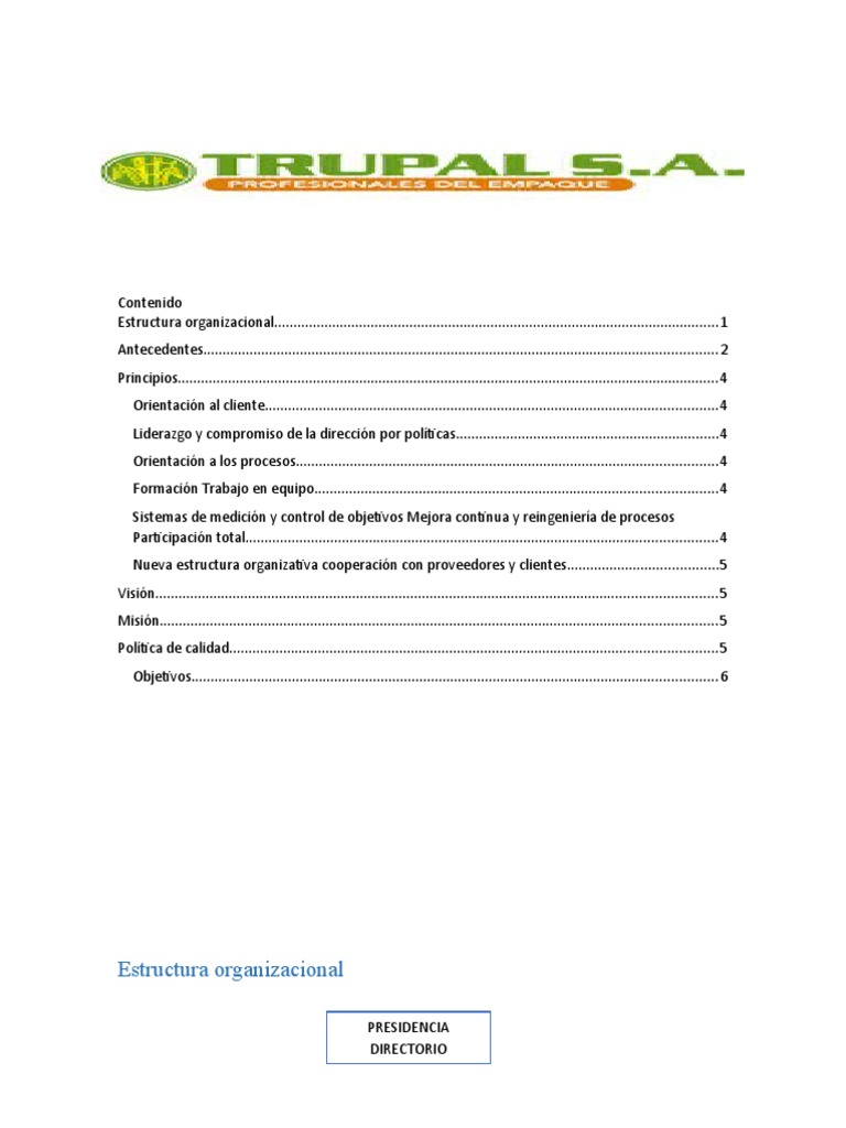 Empresa Trupal 1 | PDF | Calidad (comercial) | Economias